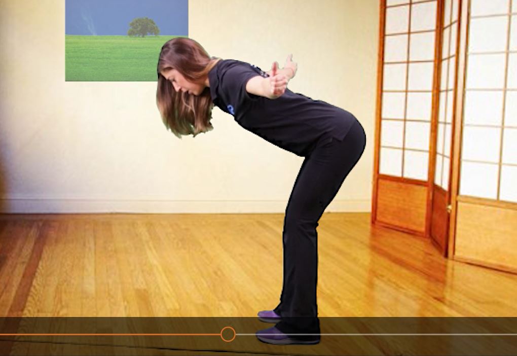 Rug strekken in voorover-gebogen positie